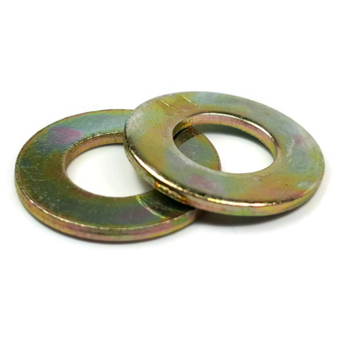 Flat Washers, SAE, Yellow Zinc, 1/4" (OD .625, ID .281, THK .065)