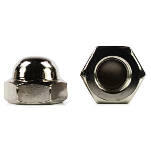 Cap Nuts, Nickel Plated Steel, #10-24 UNC