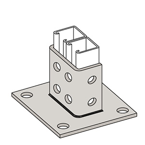 Square Double Strut Post Base Standard, For Unistrut Channel, 12 Hole ...